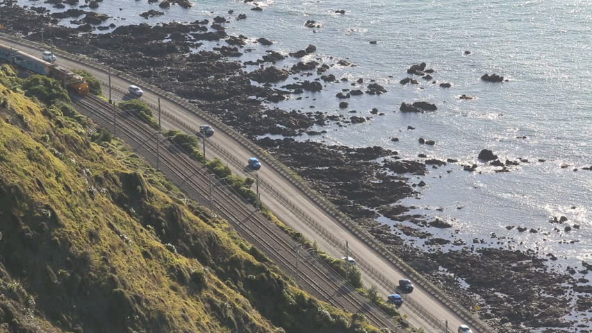 passenger train vehicles on motorway side Stock Footage Video (100% ...