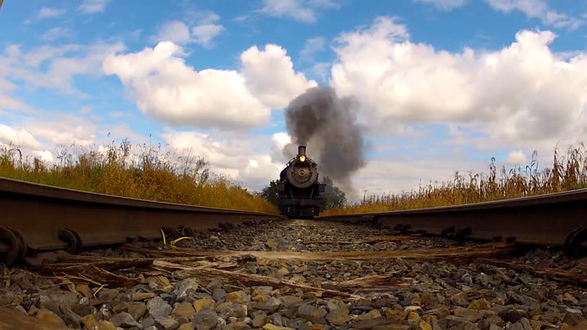Steam Locomotive Coming Down Railroad Stock Footage Video (100% Royalty ...