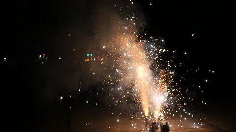 Slow Motion Fireworks Driveway Facing Road Stock Footage Video (100% ...