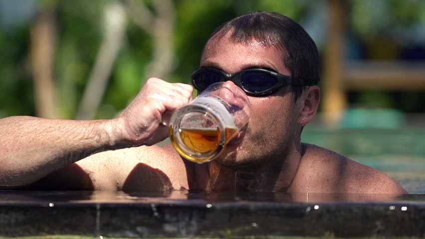 young man pool drinking beer super Stock Footage Video (100% Royalty ...