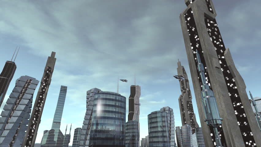 Fly Through Futuristic City with Stock Footage Video (100% Royalty-free ...