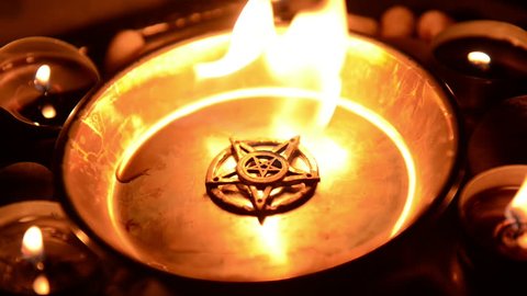 Ancient Pentagram Burning Altar Stock Footage Video (100% Royalty-free ...