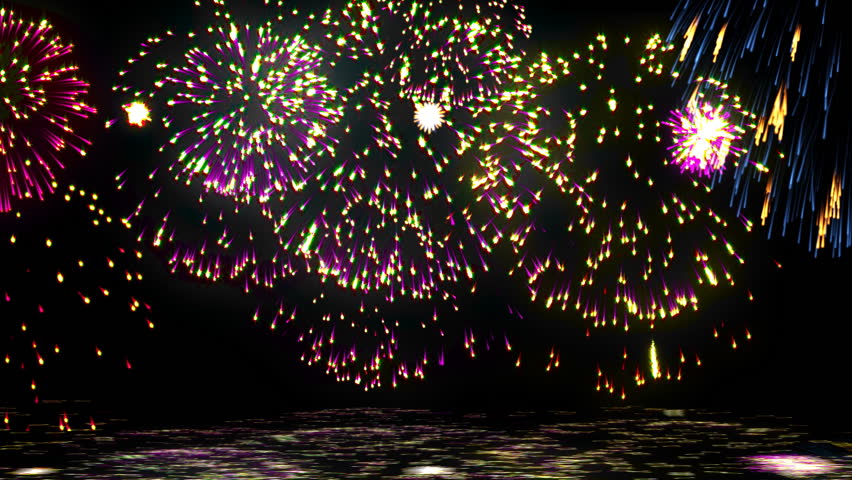Fireworks Over the Water. Loop Stock Footage Video (100% Royalty-free ...