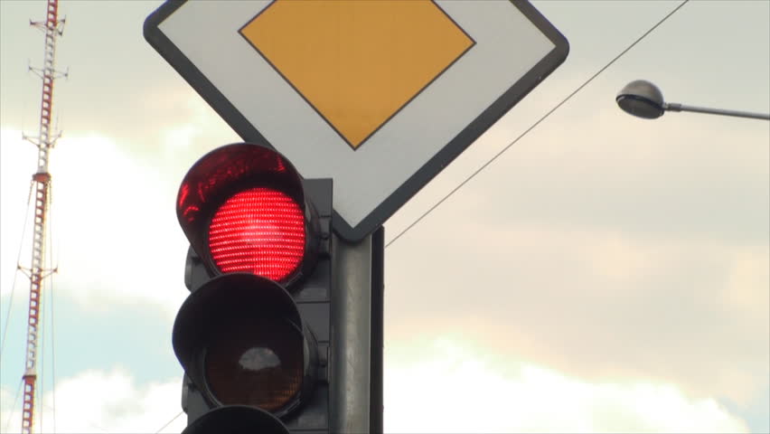 red stop light busy intersection heavy Stock Footage Video (100% ...