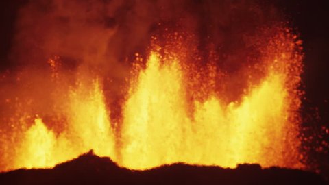 red fire lava eruption volcano flowing Stock Footage Video (100% ...