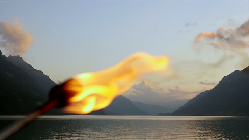 Torchlight Flame Burning in Slow Stock Footage Video (100% Royalty-free ...