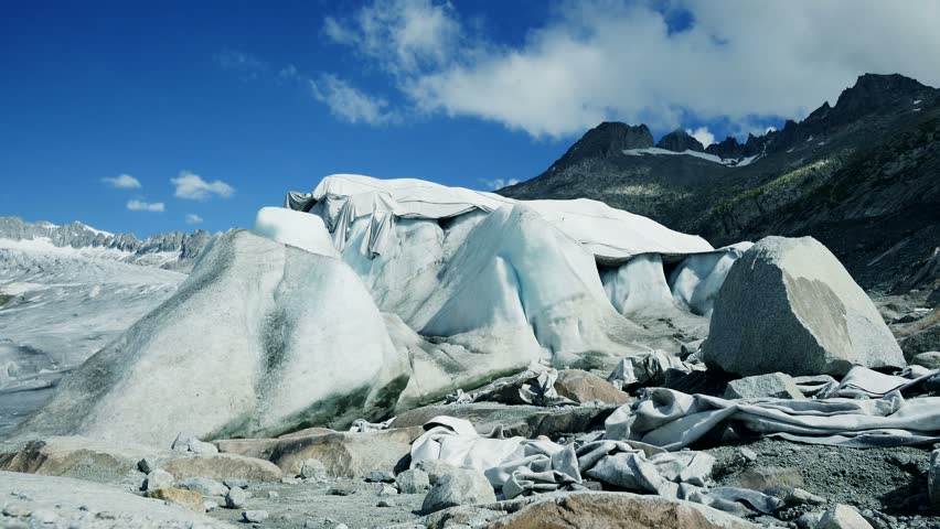 Glaciers Covered with Protection Blanket Stock Footage Video (100% ...