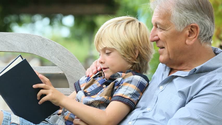 grandfather reading book grandson Stock Footage Video (100% Royalty ...