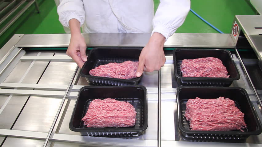 minced meat on production line factory Stock Footage Video (100% ...