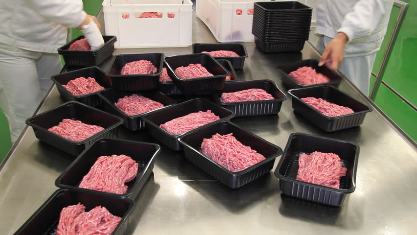 Packaging of Minced Meat in Stock Footage Video (100% Royalty-free ...