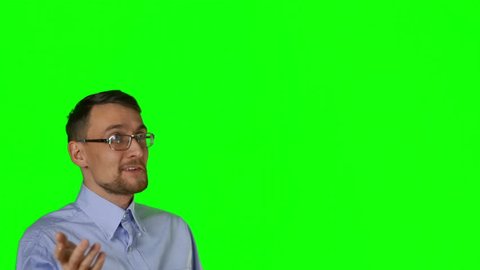 Man Talking On Green Screen Background Stock Footage Video (100% ...