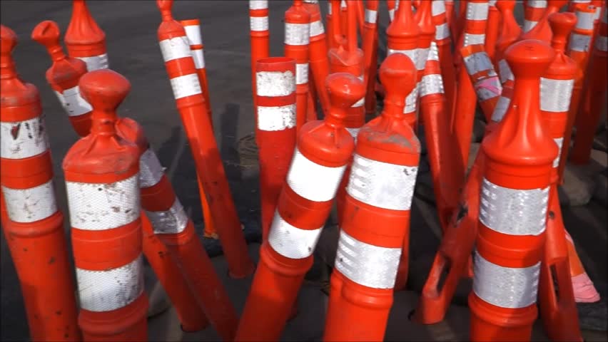Traffic Safety Pylons and Construction Stock Footage Video (100% ...