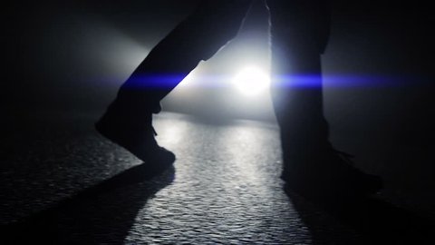 Foot Steps Man Walking Night Car Stock Footage Video (100% Royalty-free ...