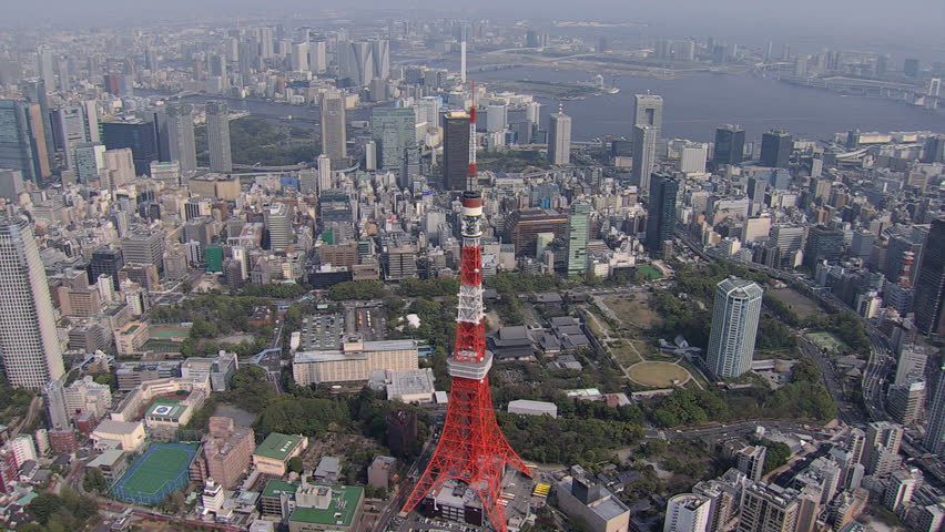 aerial overhead view tokyo tower city Stock Footage Video (100% Royalty ...