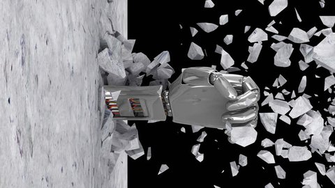 Animation Metal Robotic Hand Breaking Through Stock Footage Video (100% ...