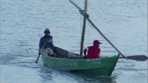 Two Residents Kisuma Paddling Boat On Stock Footage Video (100% Royalty ...