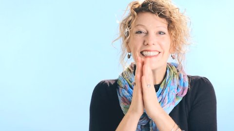 Beautiful Happy Woman Clapping Smiling Stock Footage Video (100% ...