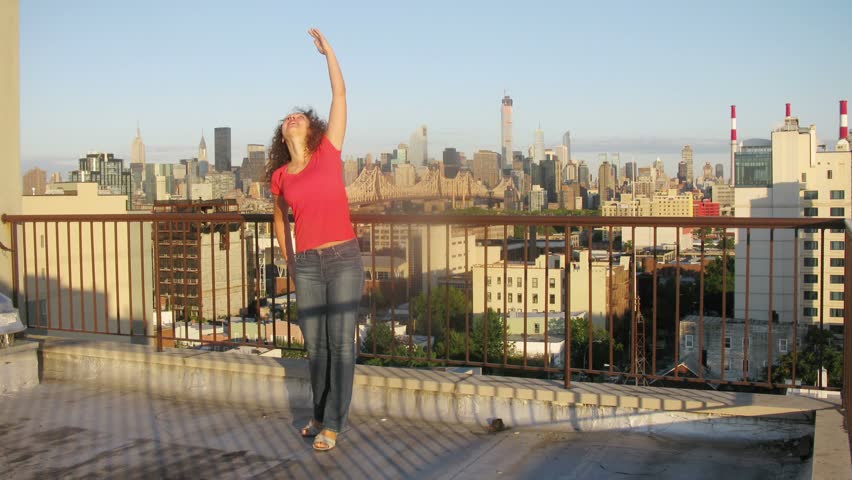 Woman Dancing On the Roof Stock Footage Video (100% Royalty-free ...