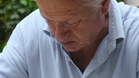 Sad Old Man Eating Soup Alone Stock Footage Video (100% Royalty-free ...