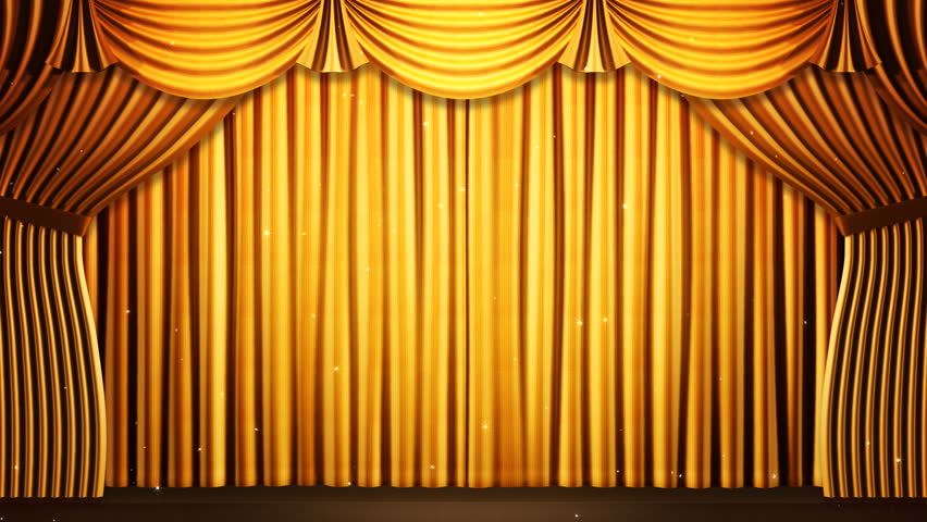 gold stage curtain on black background Stock Footage Video (100% ...