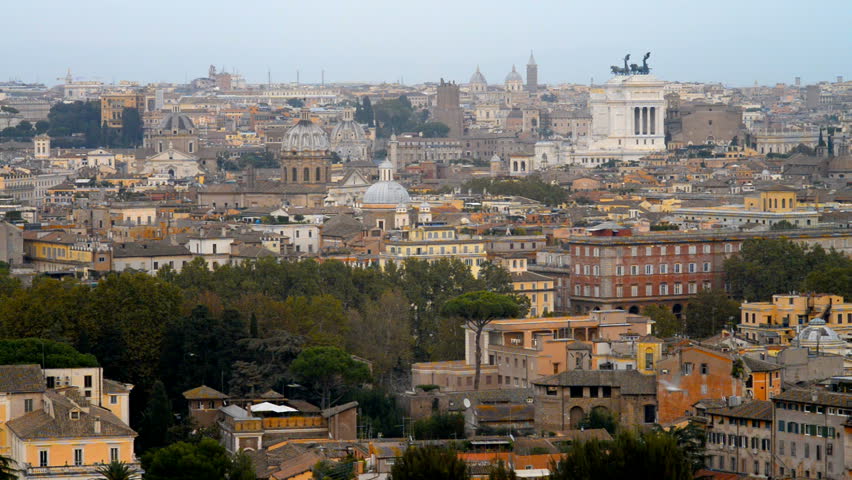 panoramic view downtown rome gianicolo hill Stock Footage Video (100% ...