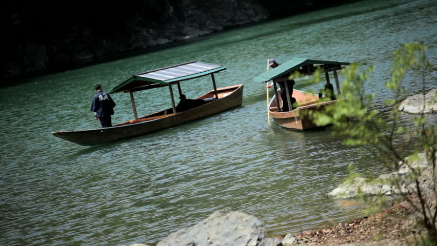 kyoto - may 2014 japanese riverboat Stock Footage Video (100% Royalty ...