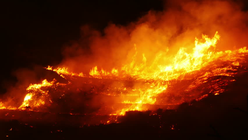bushfire burning orange red night 4k Stock Footage Video (100% Royalty ...
