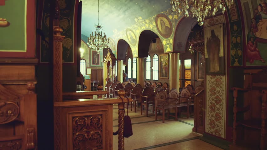 panning movement inside orthodox temple greece Stock Footage Video (100 ...