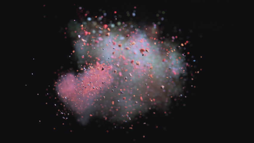 colorful powderparticles fly after being exploded Stock Footage Video ...
