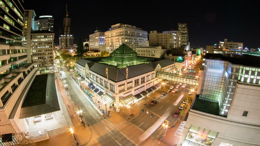 portland oregon downtown night time lapse Stock Footage Video (100% ...