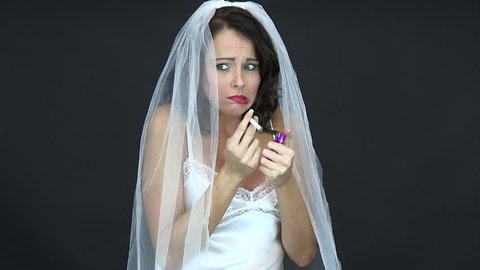 Attractive Young Nervous Bride Smoking Cigarette Stock Footage Video ...