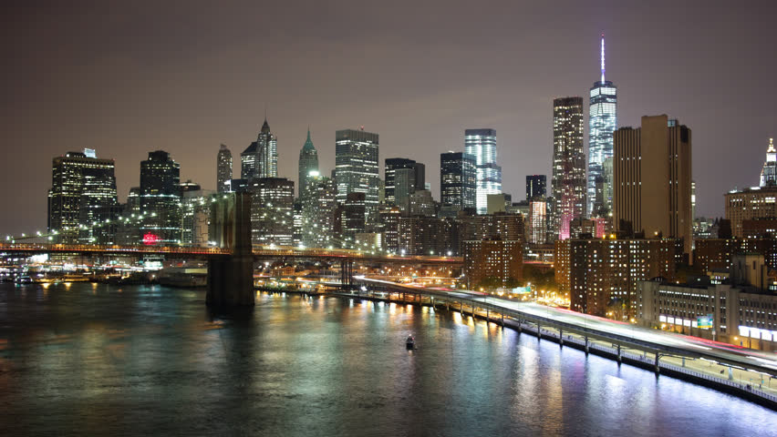Night Light Manhattan Bay 4k Stock Footage Video (100% Royalty-free ...