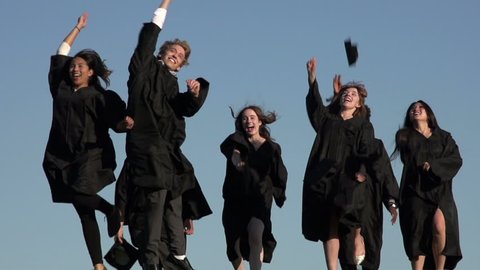 Slow Motion Midshot Group Raciallydiverse Graduation Stock Footage ...