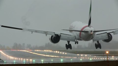 airplane landing runway sunset back view Stock Footage Video (100% ...