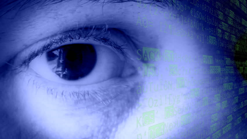 woman's eye looking computer symbols source Stock Footage Video (100% ...