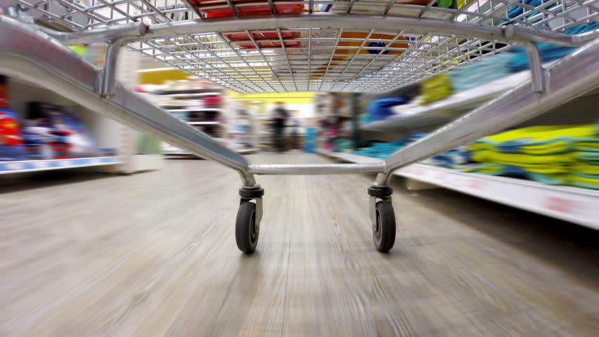 crazy fast speed supermarket trolley Stock Footage Video (100% Royalty ...