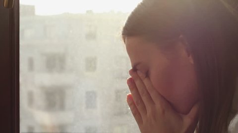 Portrait Sad Woman Window Stock Footage Video (100% Royalty-free ...