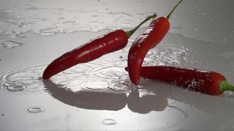 Fresh Red Pepperoni Falling On Surface Stock Footage Video (100% ...