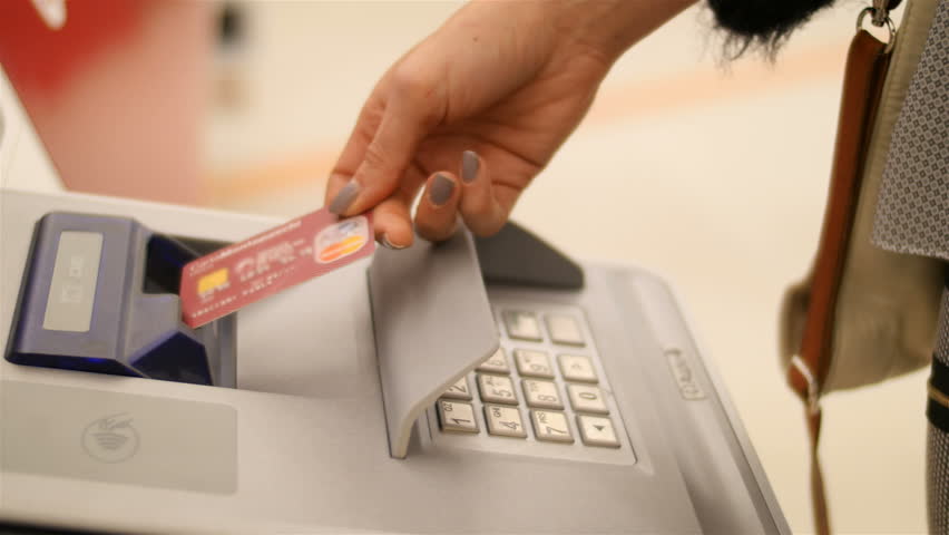 woman insert credit card cash machine Stock Footage Video (100% Royalty ...