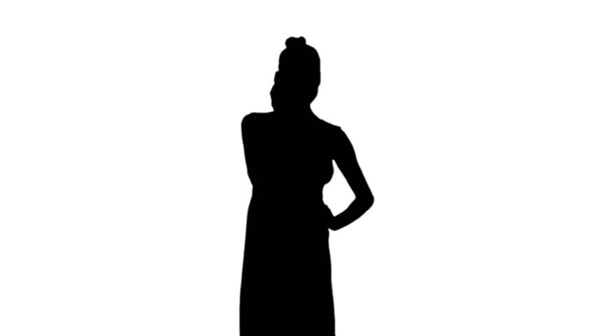 woman talking on phone black silhouette Stock Footage Video (100% ...