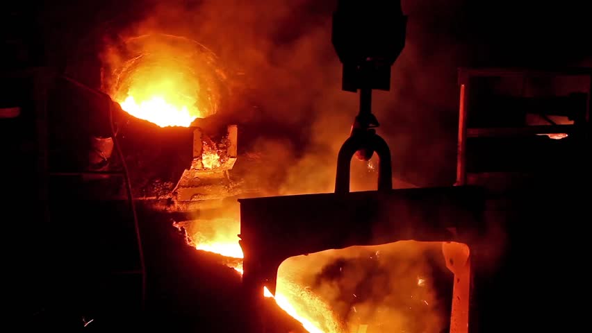 Foundry, Molten Metal Poured from Stock Footage Video (100% Royalty ...