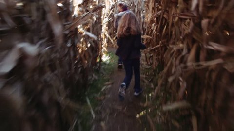 Two Little Girls Running Through Maize Stock Footage Video (100% ...