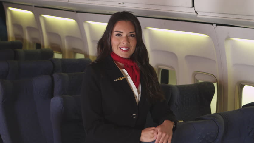 portrait female flight attendant Stock Footage Video (100% Royalty-free ...