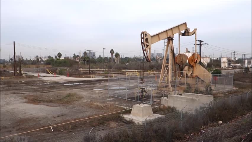 Oil Derrick Field with Palm Stock Footage Video (100% Royalty-free ...