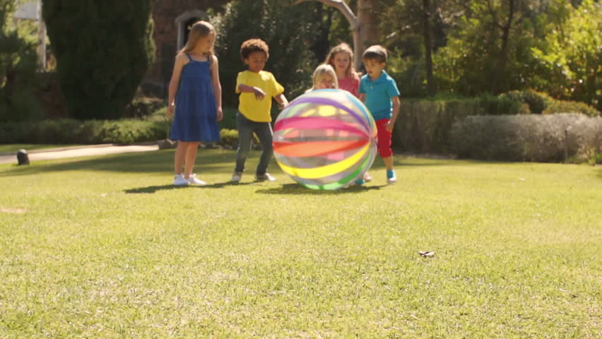 Five Children Pushing Beach Ball Stock Footage Video (100% Royalty-free ...