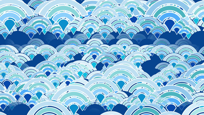 Japanese Seamless Waves Pattern Ocean Colors Stock Video Footage 4k