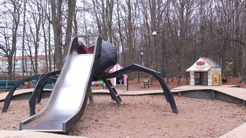Spider Slide Kids Playground Park Nature Stock Footage Video (100% ...