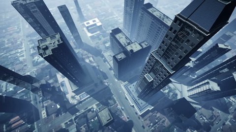 Aerial Animation Skyscrapers 4k 3d Rendering Stock Footage Video (100% ...