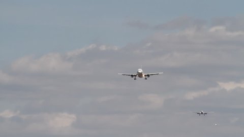 Queue Planes On Final Approach Airport Stock Footage Video (100% ...