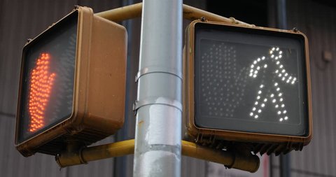Crosswalk Ok Sign Manhattan Traffic Light Stock Footage Video (100% ...
